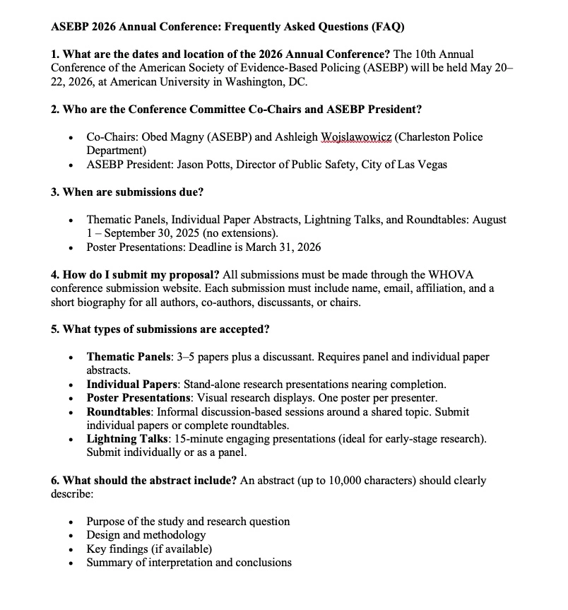 ASEBP 10th Annual Conference | American Society of Evidence-Based Policing
